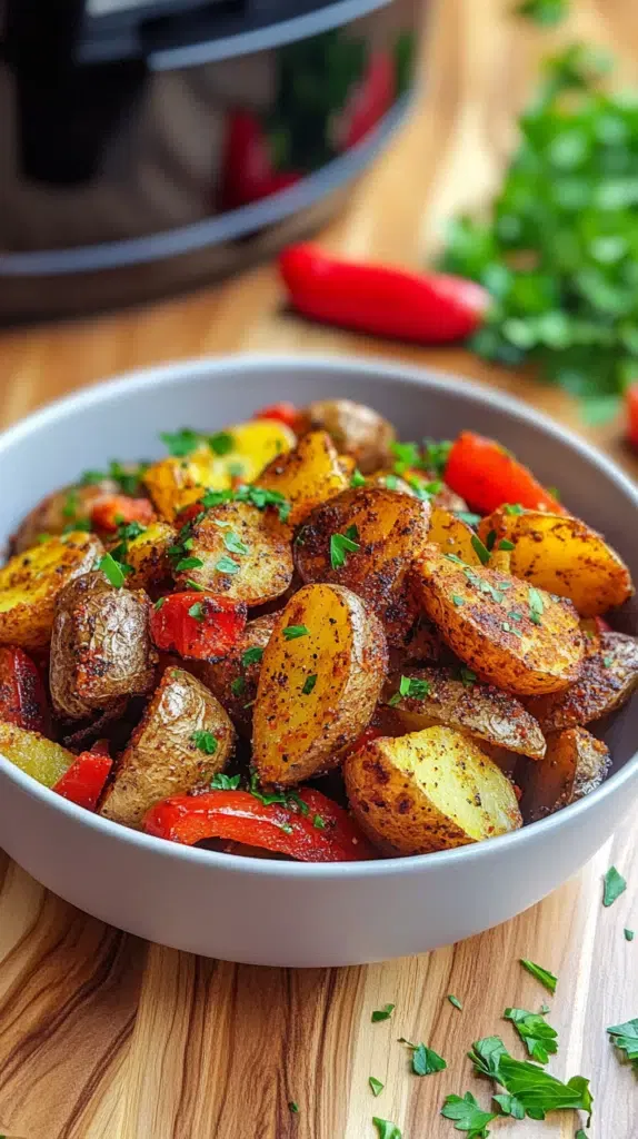 Knusprige Kartoffel-Paprika-Wedges aus der Heißluftfritteuse